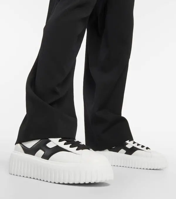Hogan H-stripes Leather Lace-up Sneakers - White