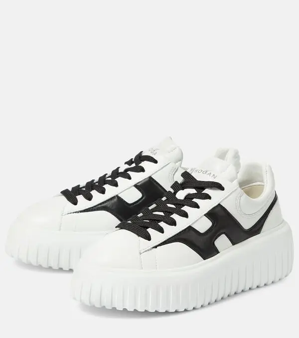 Hogan H-stripes Leather Lace-up Sneakers - White