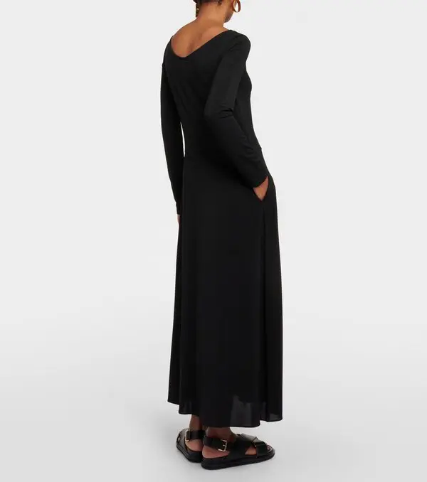 Max Mara Valido Pleated Maxi Dress - Black