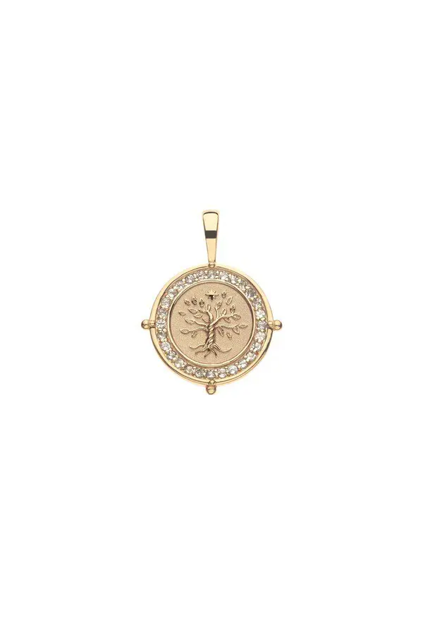JANE WIN Faith Petite Embellished Coin Pendant - Gold