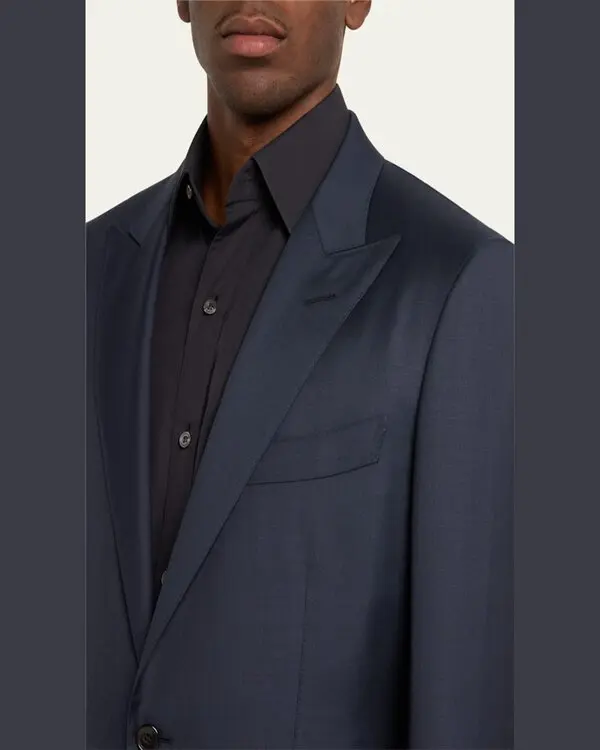 TOM FORD Modern Fit Sharkskin Suit - Dark Blue