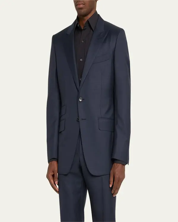 TOM FORD Modern Fit Sharkskin Suit - Dark Blue