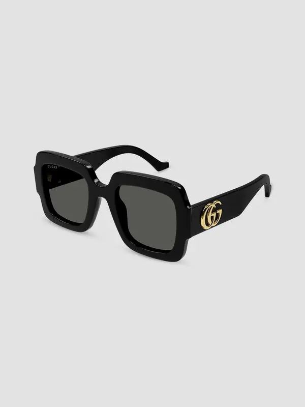Gucci Plastique 50mm Oversized Square Sunglasses - Black Grey