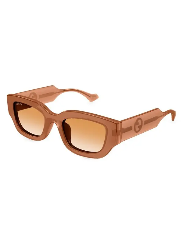 Gucci La Piscine 51mm Round Sunglasses - Brown Brown Gradient
