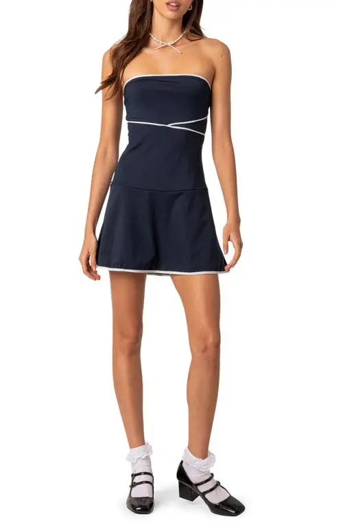 EDIKTED Freya Contrast Trim Mini Dress