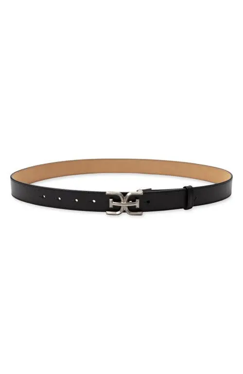Sam Edelman Logo Buckle Leather Belt - Black