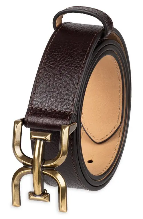 Sam Edelman Logo Buckle Leather Belt - Brown