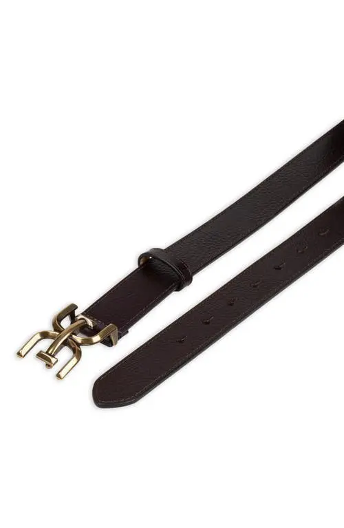 Sam Edelman Logo Buckle Leather Belt - Brown