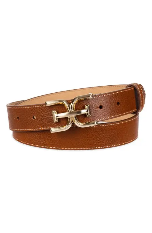 Sam Edelman Logo Buckle Leather Belt - Saddle
