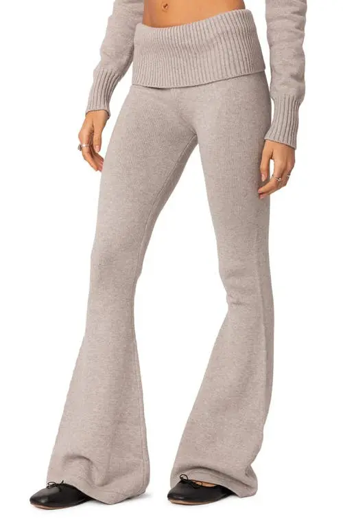 EDIKTED Desiree Foldover Flare Knit Pants