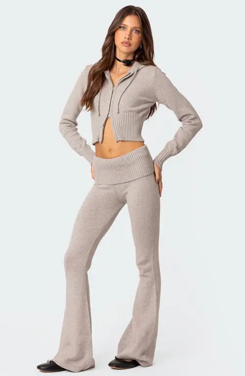 EDIKTED Desiree Foldover Flare Knit Pants