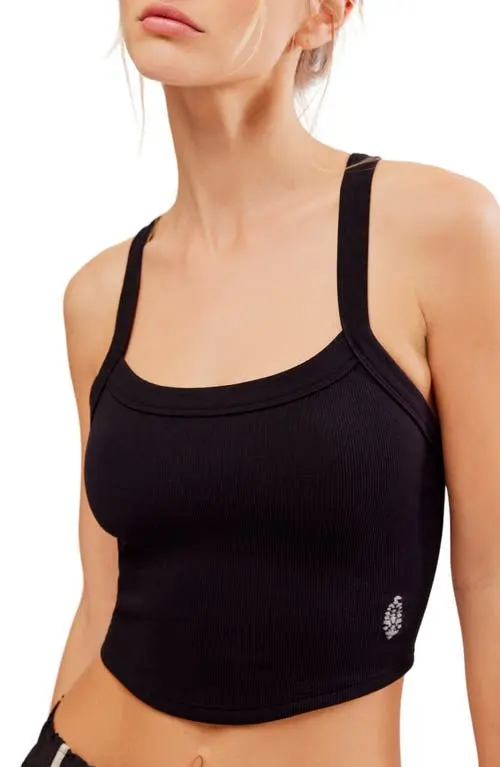 Free People All Clear Rib Crop Camisole - Black