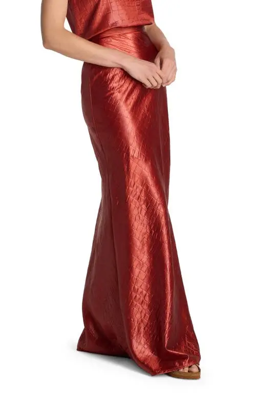 St. John Croc Textured A-line Skirt