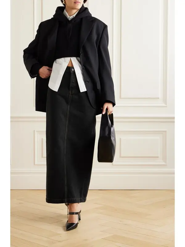 Wardrobe.NYC Denim Maxi Skirt - Black