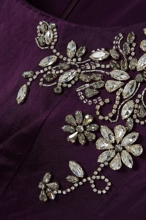Erdem Embellished Sequined Satin Midi Dress