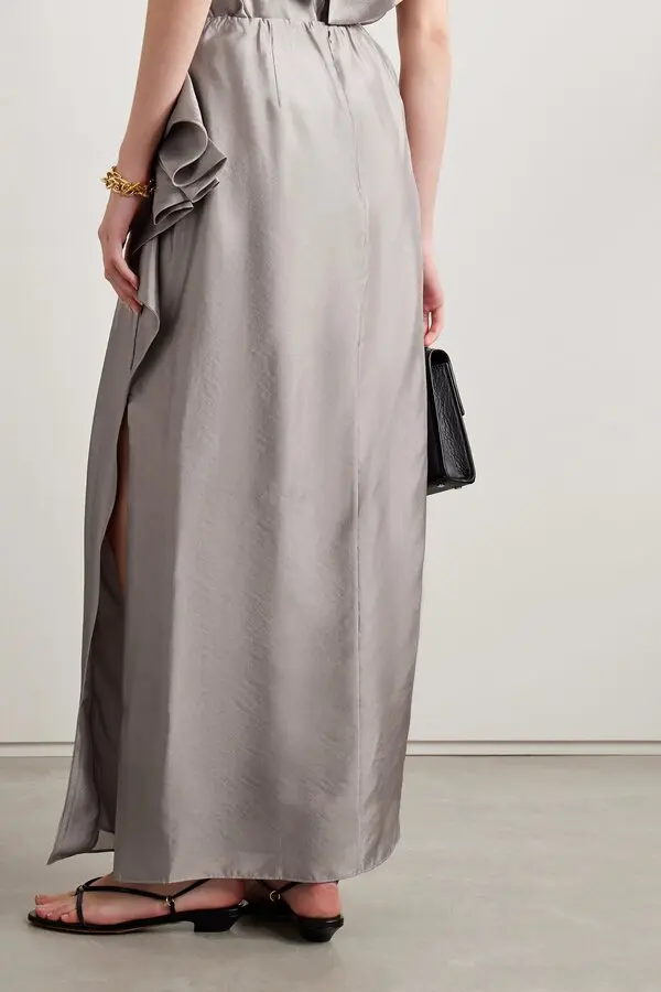 Aje Immersion Draped Silk-blend Maxi Skirt