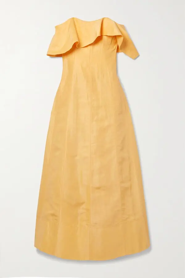 Aje Shallows Strapless Linen-blend Gown