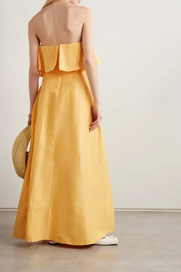 Aje Shallows Strapless Linen-blend Gown