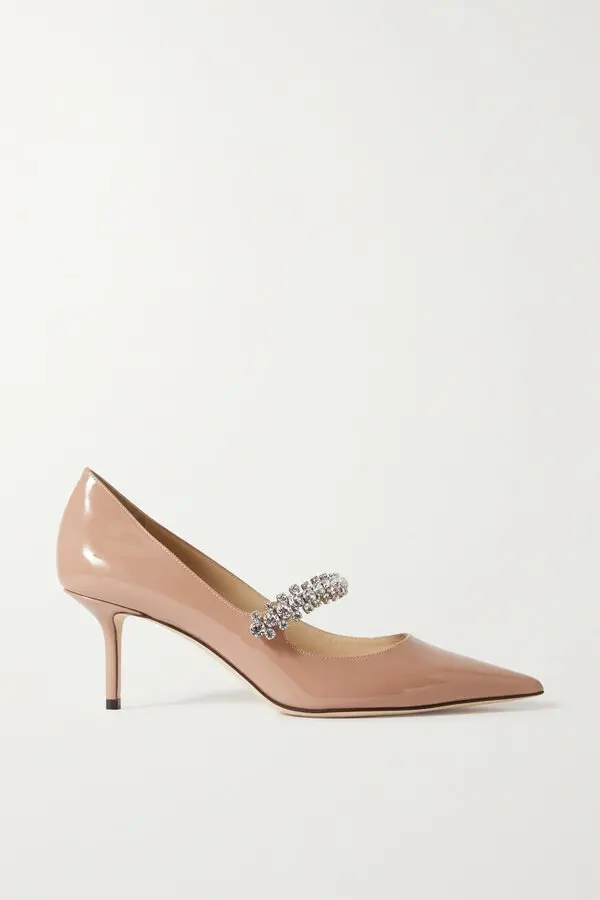 JIMMY CHOO Bing 65 Crystal-embellished Patent-leather Pumps - Pink