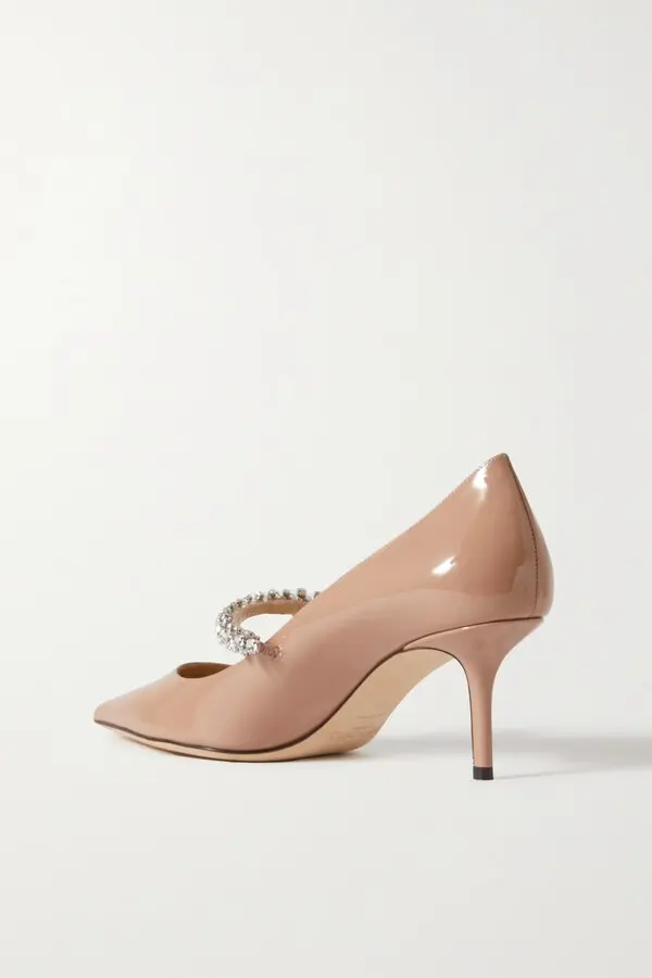 JIMMY CHOO Bing 65 Crystal-embellished Patent-leather Pumps - Pink