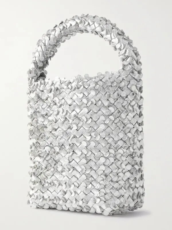 Bottega Veneta Small Intrecciato Metallic Leather Bucket Bag