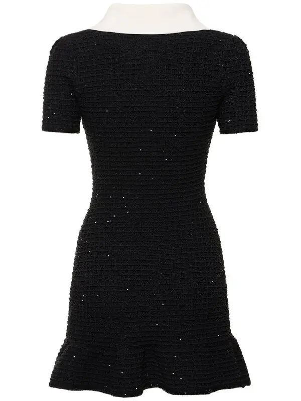 self portrait black knit bow mini dress Knit Bow Mini Dress Black
