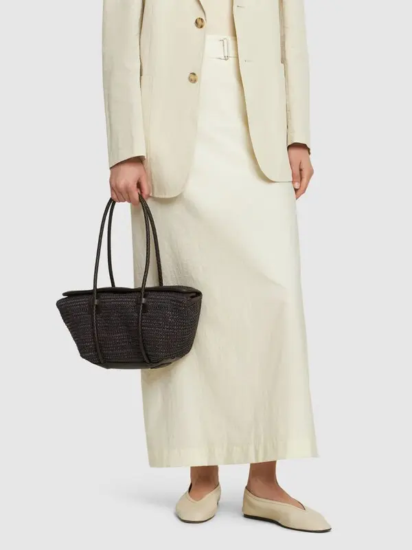 Hereu Forna Raffia & Leather Shoulder Bag