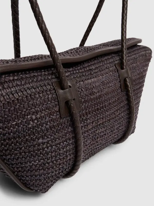 Hereu Forna Raffia & Leather Shoulder Bag