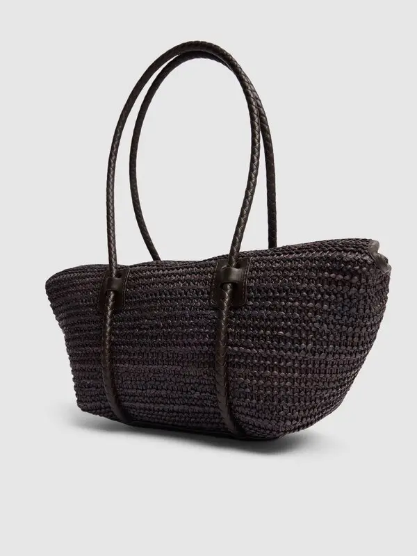 Hereu Forna Raffia & Leather Shoulder Bag