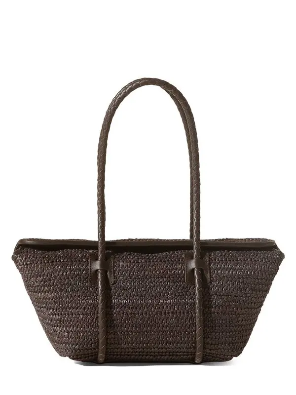 Hereu Forna Raffia & Leather Shoulder Bag
