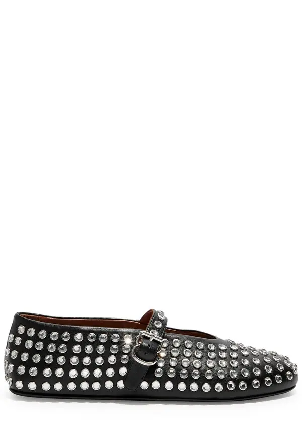 Alaïa Crystal-embellished Leather Ballet Flats - Black