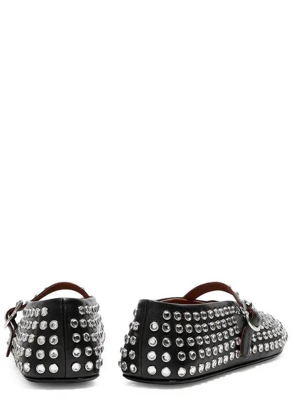 Alaïa Crystal-embellished Leather Ballet Flats - Black