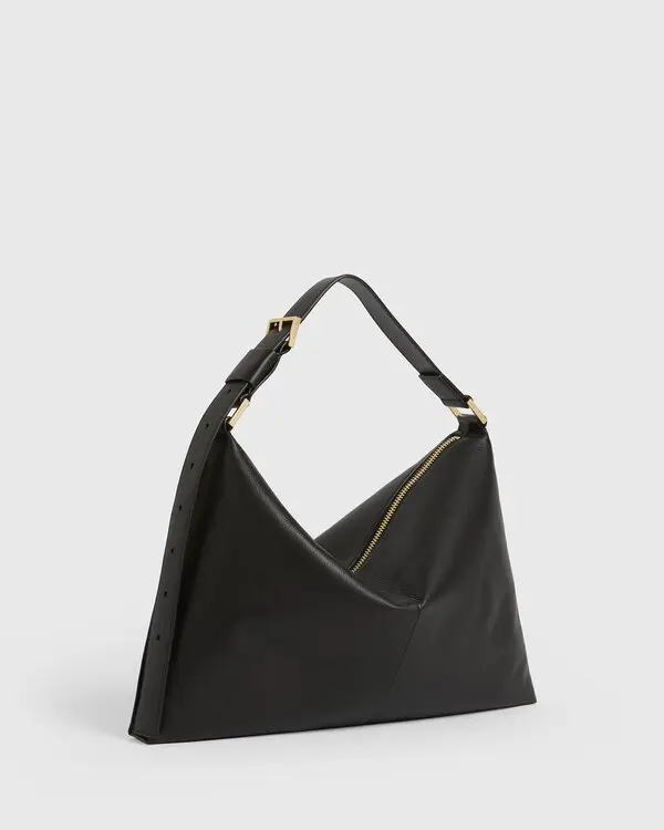 Allsaints Edbury Leather Shoulder Bag In Black - 63% Off