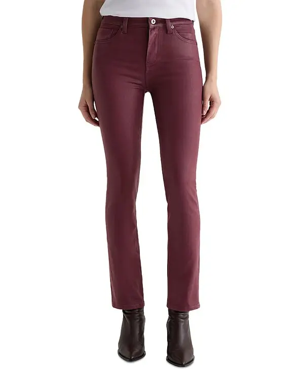 Ag Mari Coated Mid Rise Slim Jeans - Winery