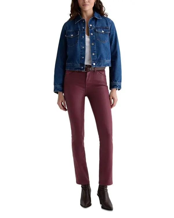 Ag Mari Coated Mid Rise Slim Jeans - Winery