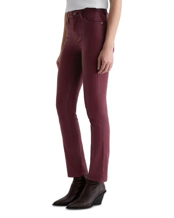 Ag Mari Coated Mid Rise Slim Jeans - Winery