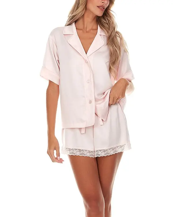 Flora Nikrooz Selena Satin Short Pajama Set - Buff