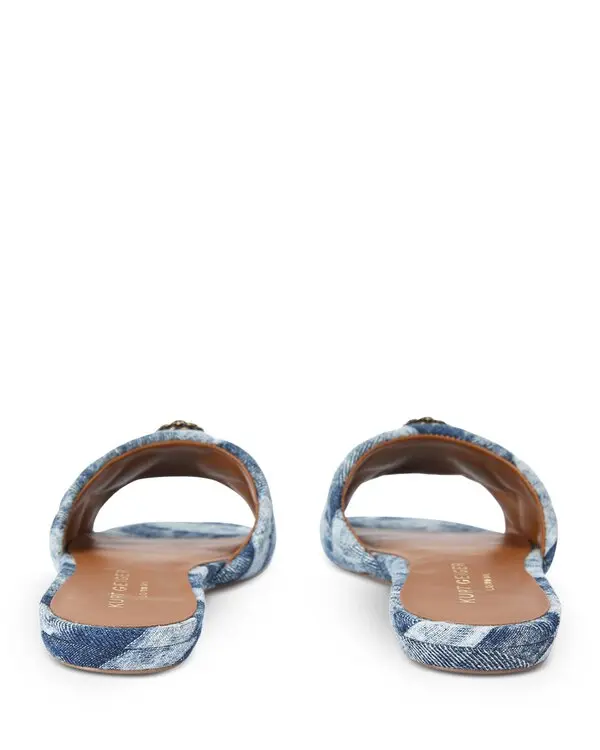 Kurt Geiger Kensington Square Toe Crystal Eagle Head Slide Sandals - Navy