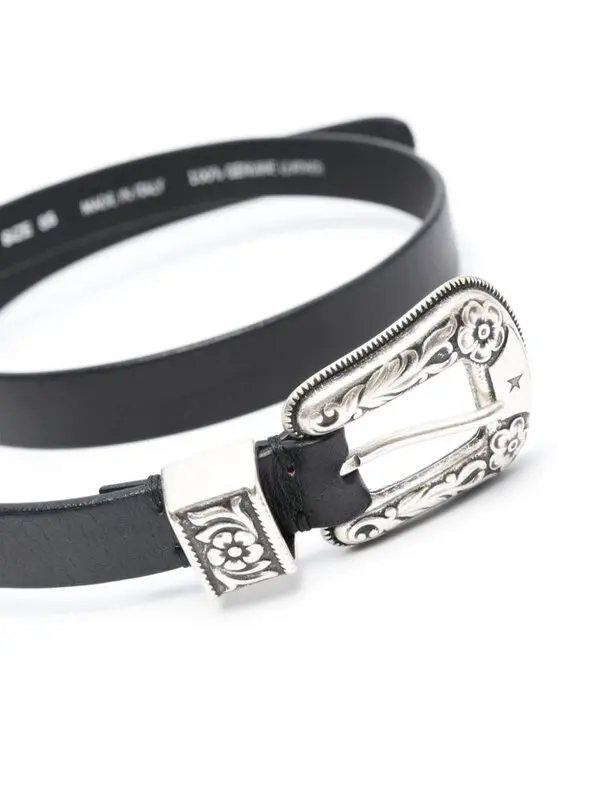 GOLDEN GOOSE Buckle-engraved Belt - Black