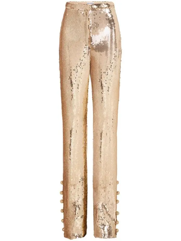 Rabanne Sequinned Flared Trousers - Gold