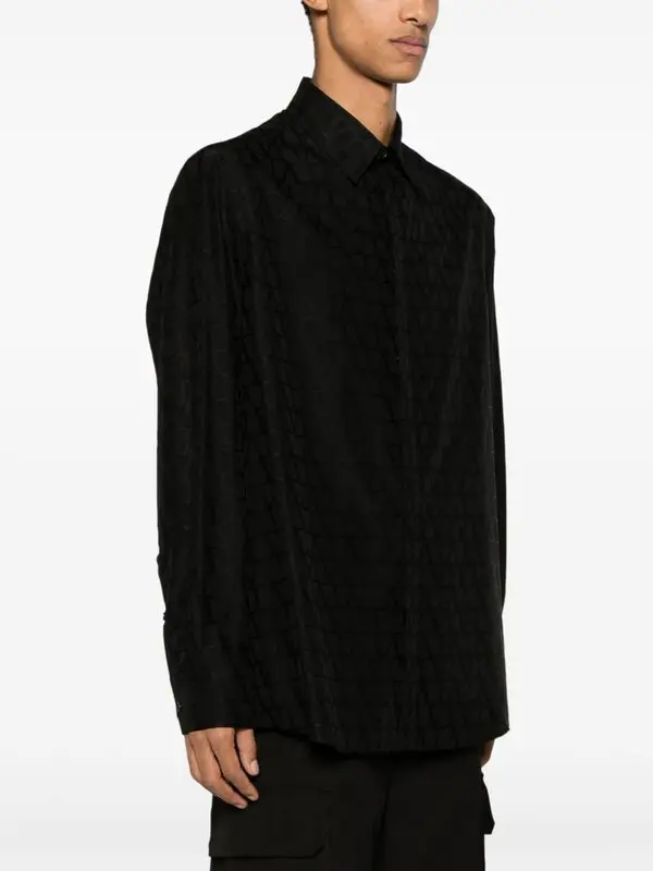 Valentino Garavani Toile Iconographe-print Poplin Shirt - Black