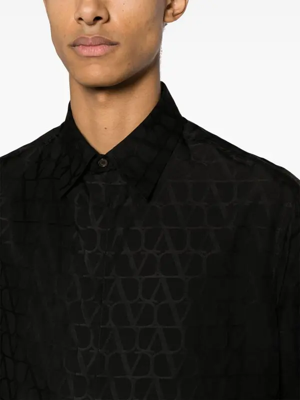 Valentino Garavani Toile Iconographe-print Poplin Shirt - Black