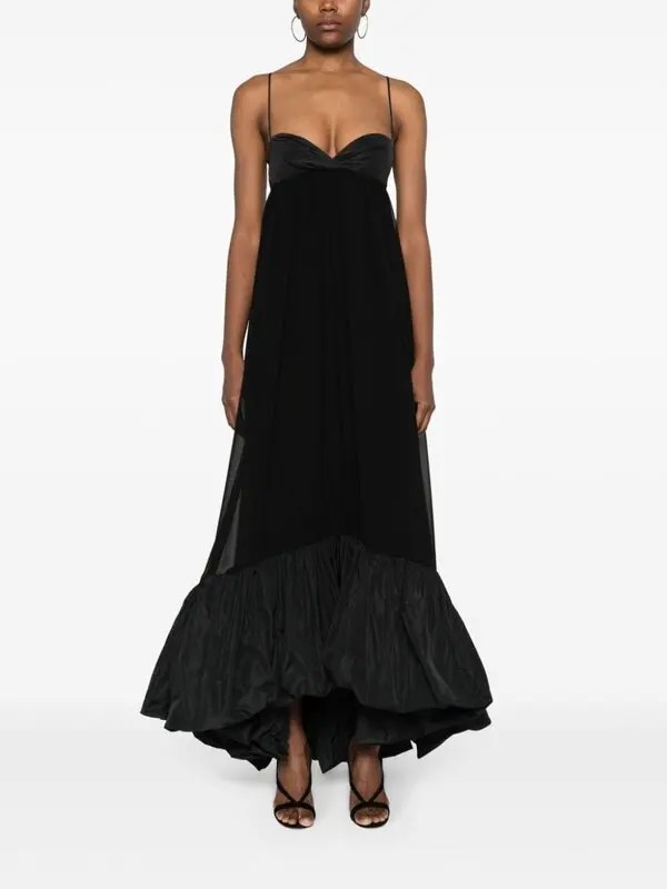 Pinko Layered Chiffon Long Dress In Black - 52% Off | Editorialist