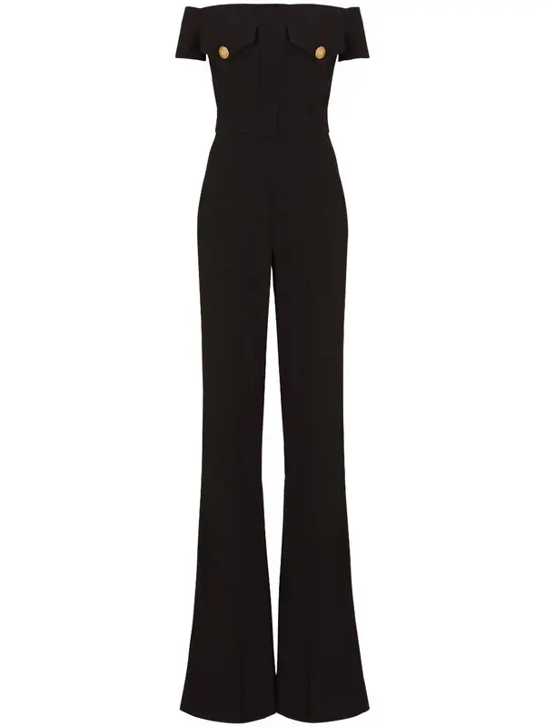 Balmain Off-shoulder Flared Jumpsuit