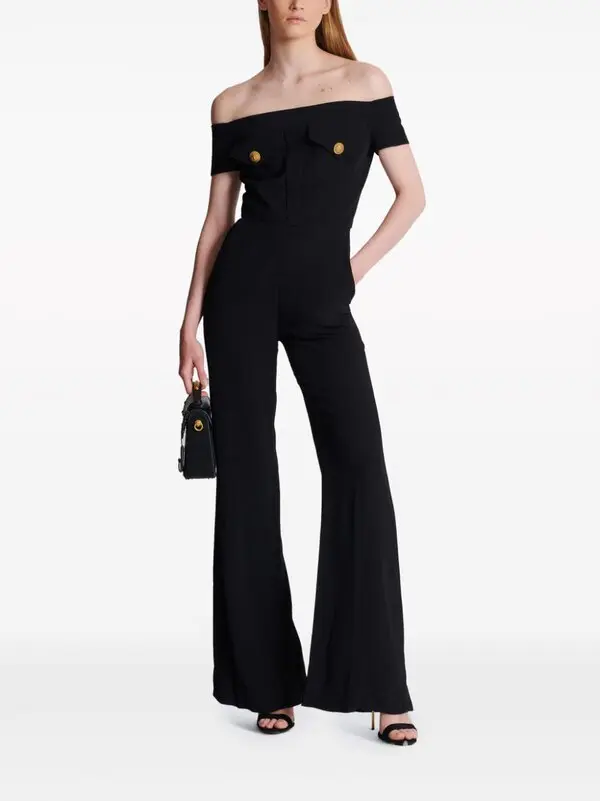 Balmain Off-shoulder Flared Jumpsuit