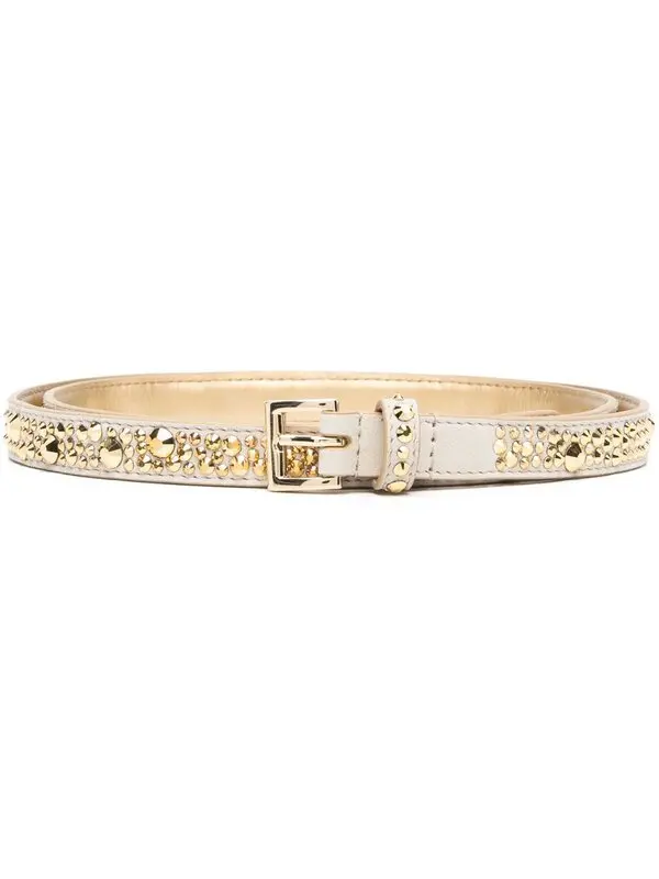 Prada Crystal-embellished Leather Belt - Gold