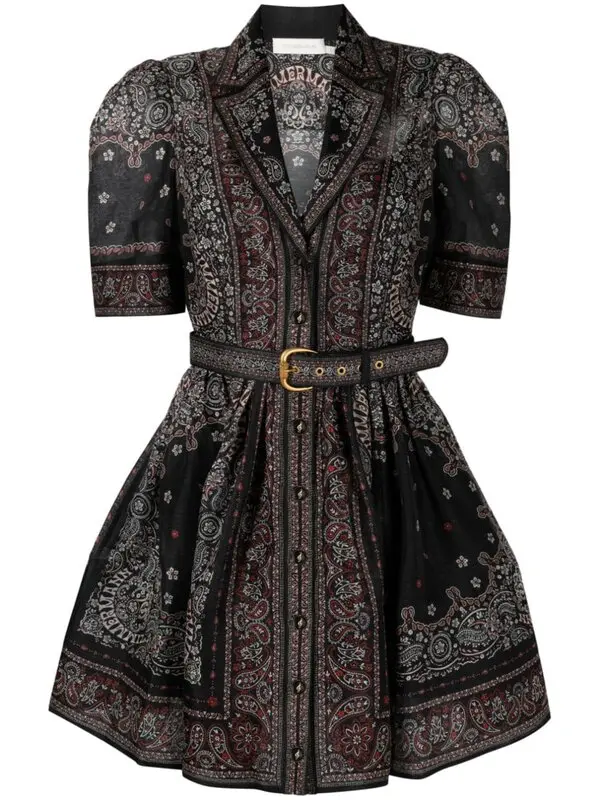 Zimmermann Bandana Print Puff Sleeve Mini Dress