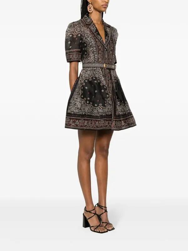 Zimmermann Bandana Print Puff Sleeve Mini Dress
