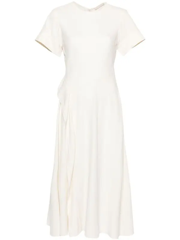 Ulla Johnson Ruffle-detail Round-neck Midi Dress - Neutrals