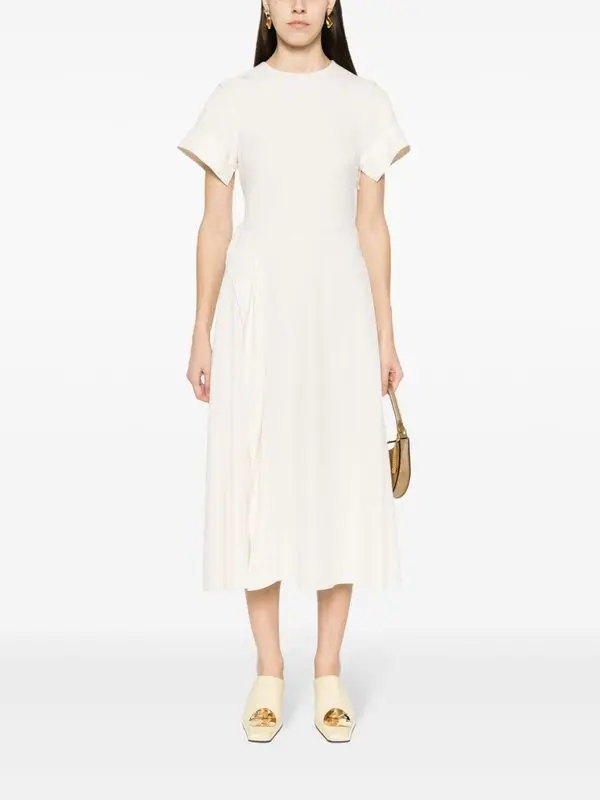 Ulla Johnson Ruffle-detail Round-neck Midi Dress - Neutrals